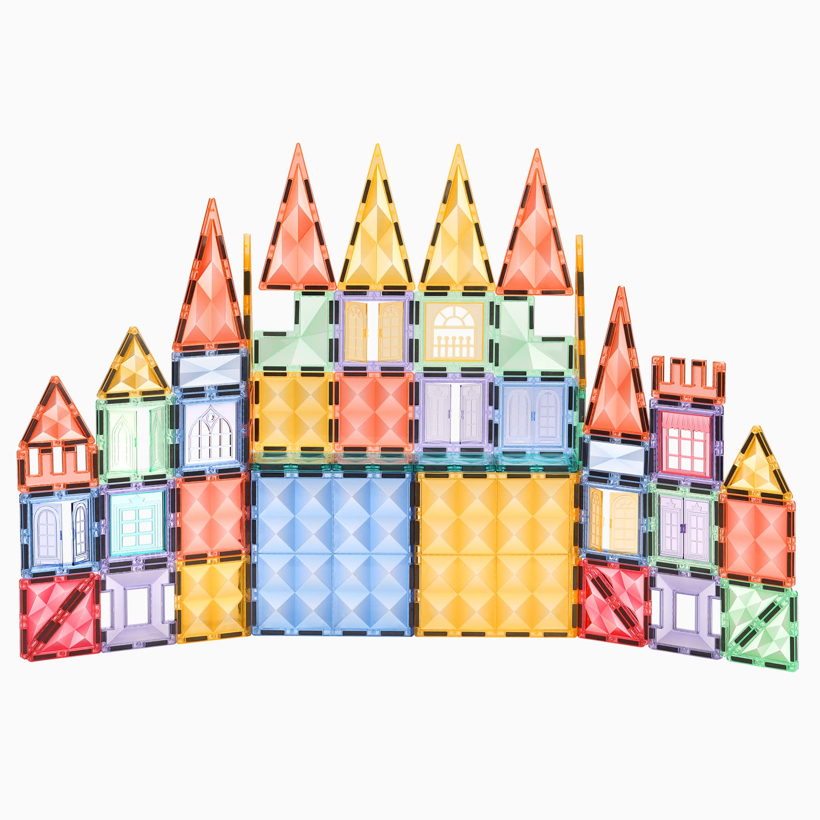 LCSH Magnetic Tiles 3D Magnet Building Blocks Construction Builder Set STEM Early Learning Educational Toys for Kids Ages 3+ Girls Boys Children (100 Pieces)