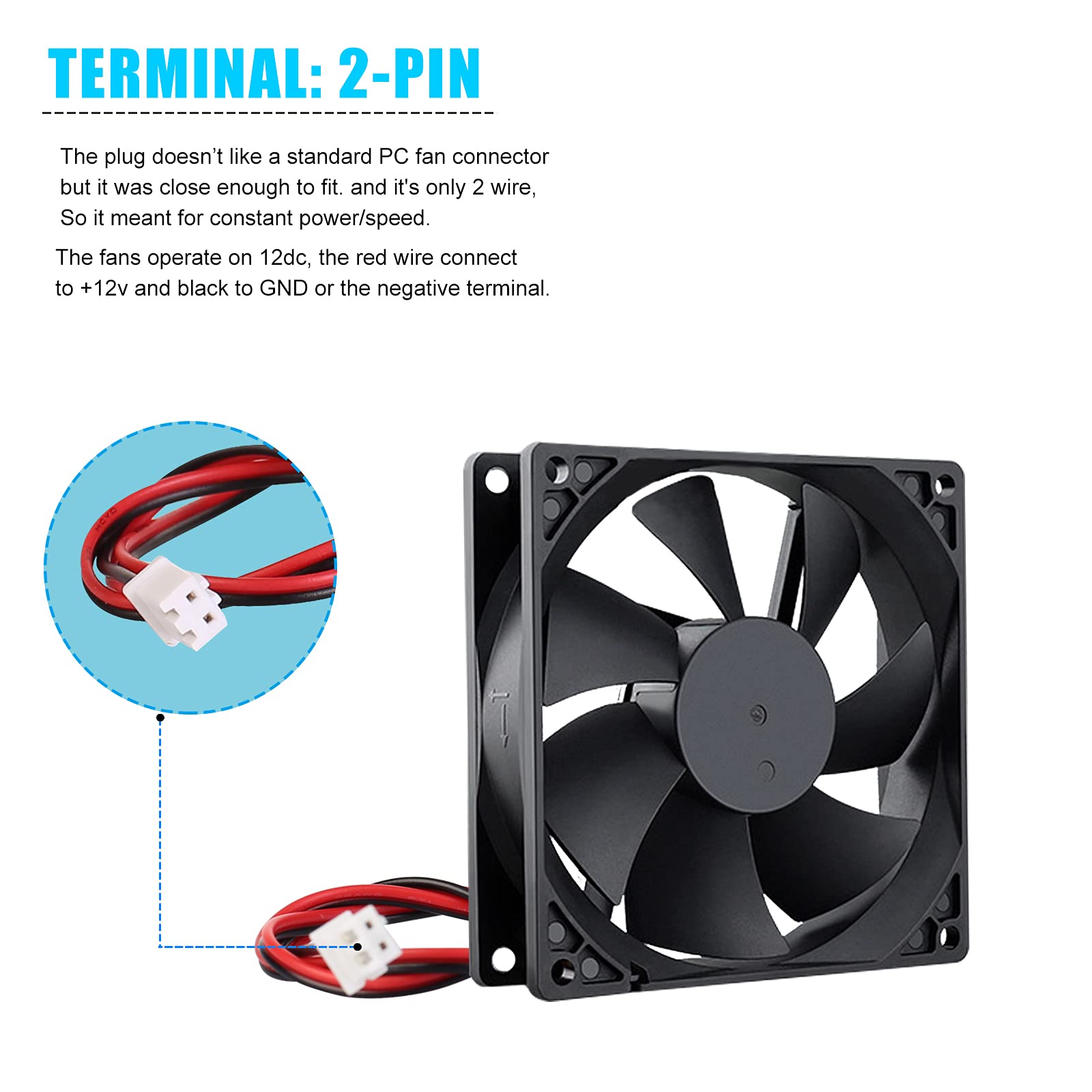 KEYFANCLUB 2-Pack 140mm x 25mm 12 Volt Computer Fan, 140mm Case Fan, PC Case Fan High Performance Cooling Fan