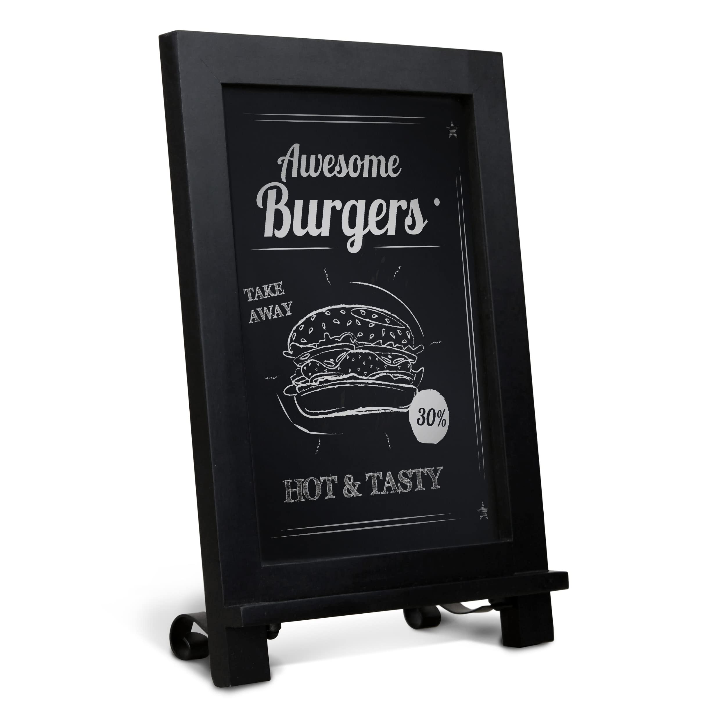 HBCY Creations Black Wooden Tabletop Chalkboard with Legs/Vintage Wedding Table Sign/Small Kitchen Countertop Memo Board/Antique Wooden Frame (9.5โ x 14โ Inches) (4 - Black)