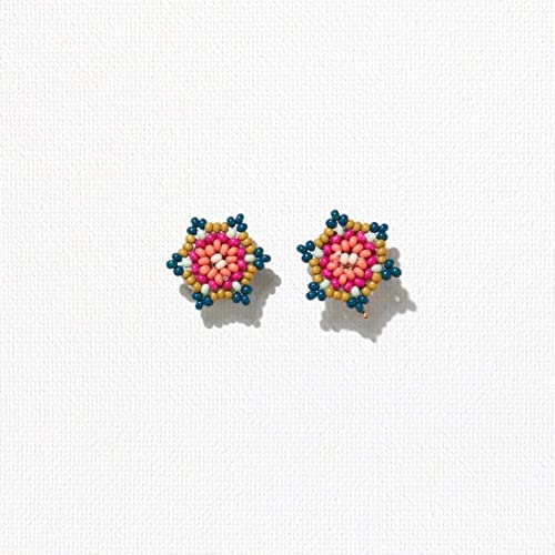 INK+ALLOY Women's Beaded Boho Post Earrings Handade Jewelry for the Modern Bohemian (Daisy Flower)