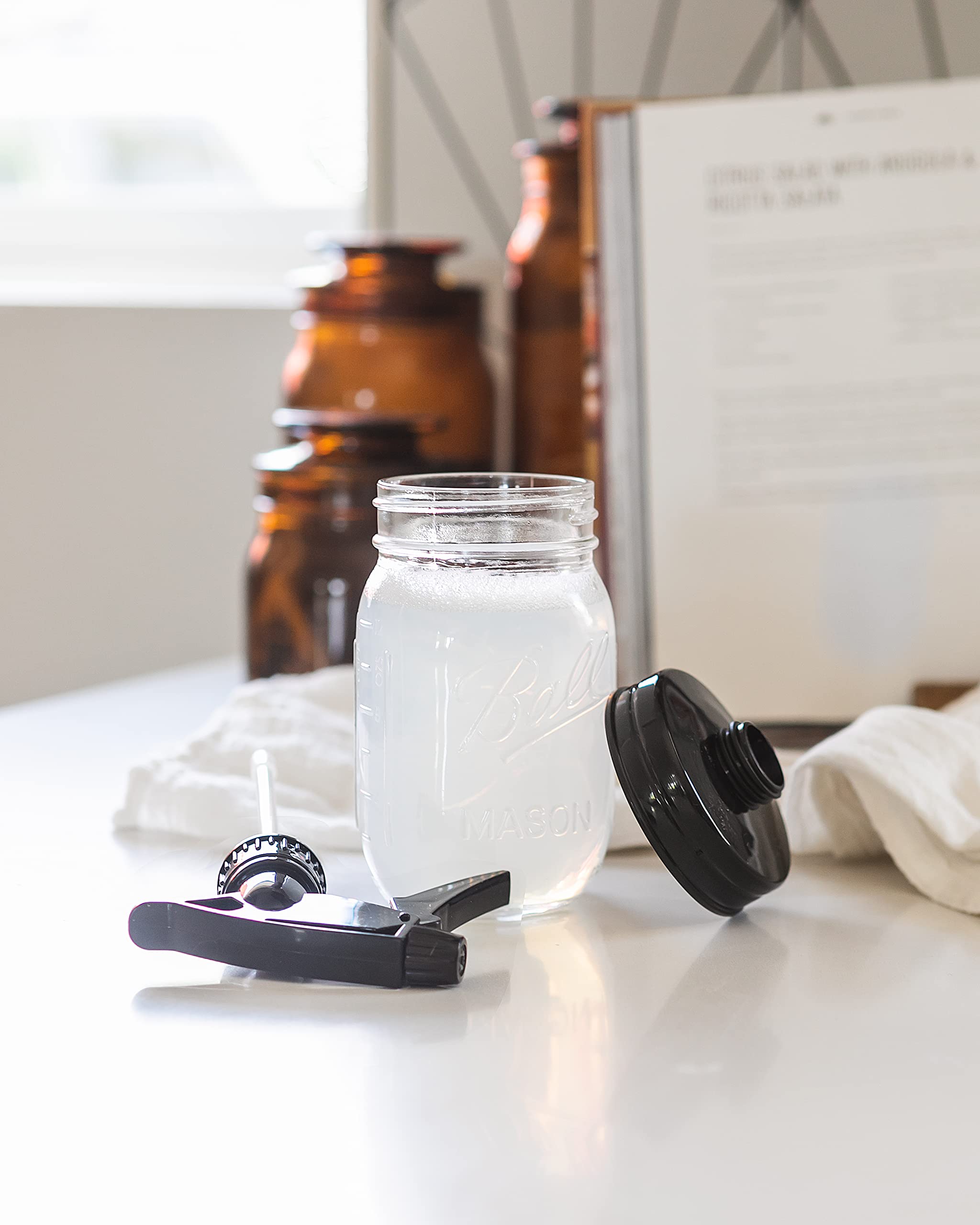 Jarmazing Products Mason Jar Sprayer β Black β With 16 Ounce Ball Mason Jar β 2 Pack!