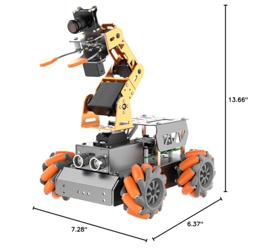 MatserPi Robotic Arm for Raspberry Pi Open Source Programming AI Vision Robot Car Kit, 5 DOF/Axis Smart Robotic Arm DIY Gift for Teens Adults, without Raspberry Pi