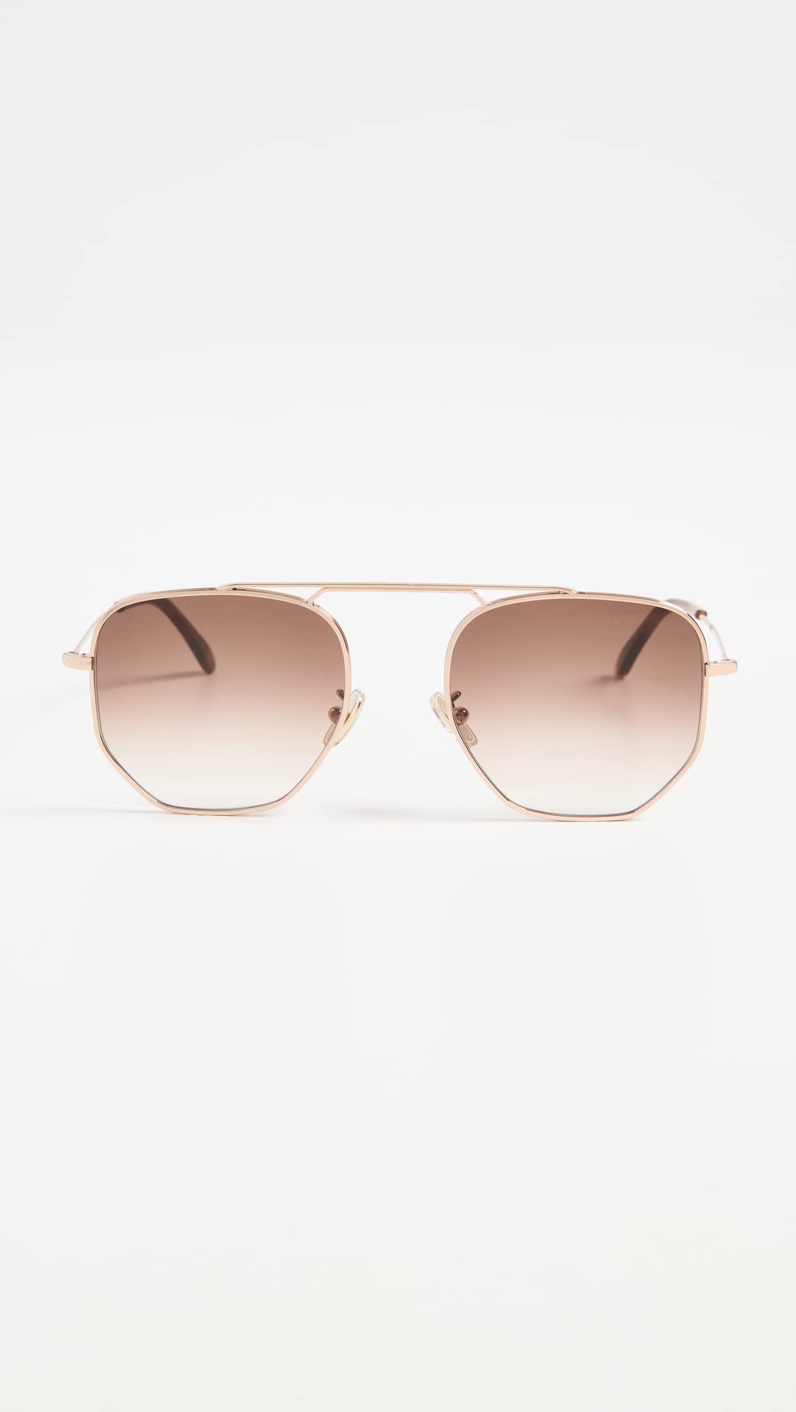 Illesteva Women's Patmos Rose Gold Sunglasses, Rose Gold w/Brown Flat Grad, One Size