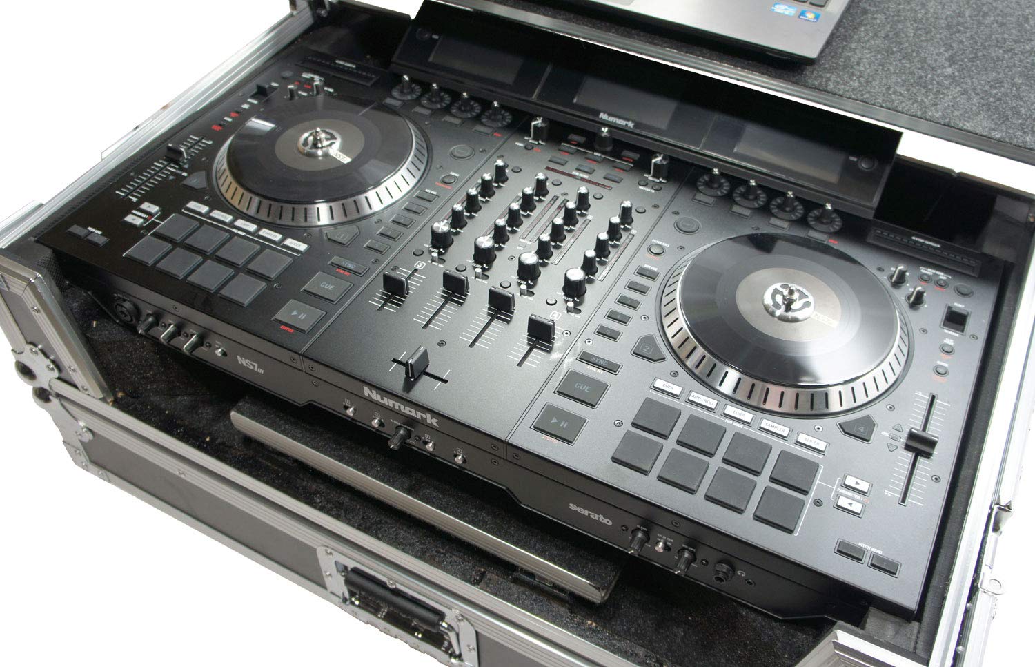 Harmony Audio HCNS7LTWFXTR Flight Glide Laptop Stand Combo DJ Case Compatible with Numark NS7FX