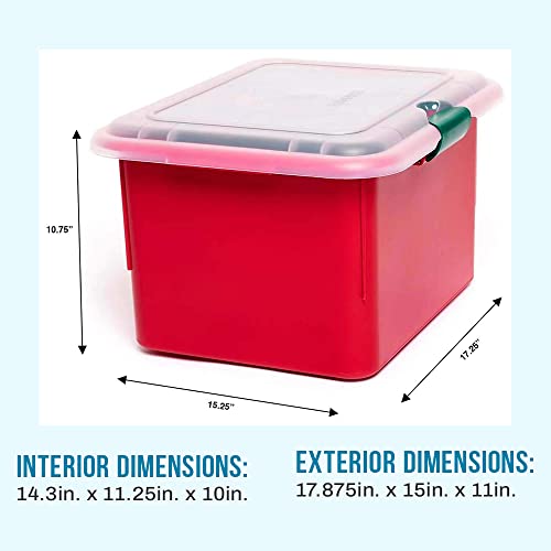 HOMZ 7875RBGLDC.02 Light Organizer Holiday Plastic Storage Container, 2 Pack, Red and Green, 2 Sets