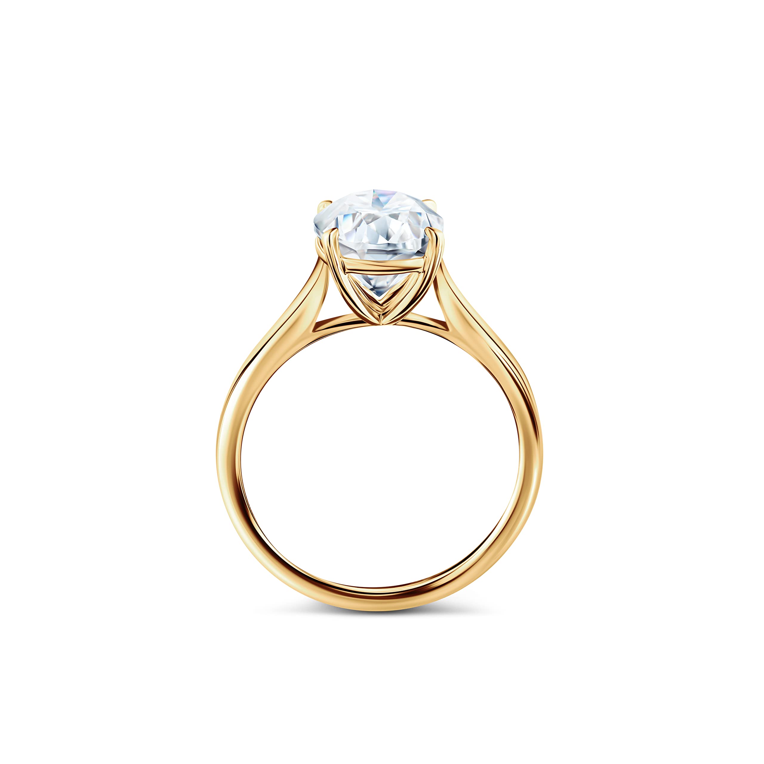 ISAAC WOLF 5 Carat Oval Cut Genuine Moissanite Diamond VVS1 Wedding Ring in 10k Solid White, Yellow OR Rose GOLD (White Gold, 7)