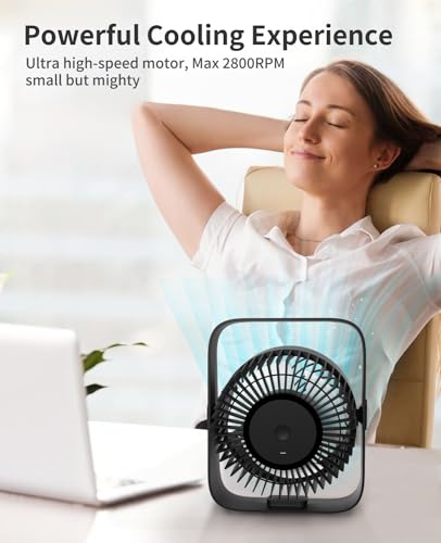 KONSIDEN Small Fan, 8 Inch USB Desk Fan, Quiet Office Fan, 4 Speed Winds, 360° Head Tilt, Detached Cover, Small Table Fan, Easy to Clean, Ideal for Bedroom, Office, Kitchen, Camping