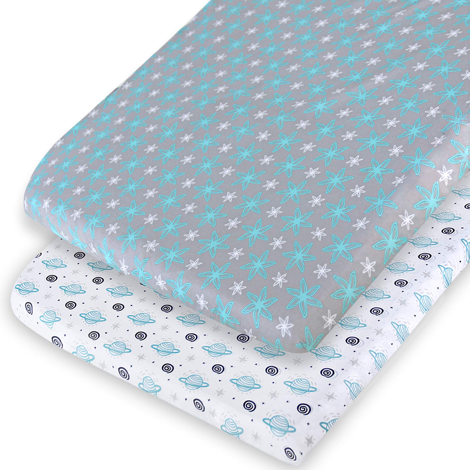 Pack and Play Sheets, 2 Pack Pack n Play Sheets Compatible with Graco Pack n Play/Mini Crib and Pack N Play Mattress Pad Sheet Waterproof Cover 2 Pack