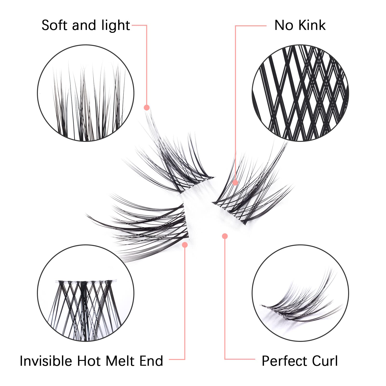 Individual Lashes, 60Pcs Lash Clusters DIY Eyelash Extensions, D Curl Cluster Lashes Soft and Lightweight 12-14-16-18mm Mixed Lash Extension Easily Done at Home（12-14-16-18mm）