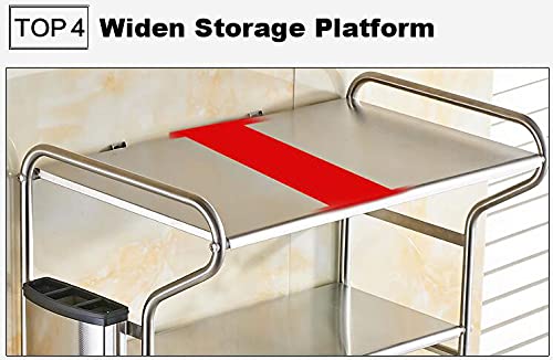 INTBUYING 2 Layer Microwave Oven Wall Mount Shelf Stainless Steel Kitchen Storage Organization with Removable Hooks