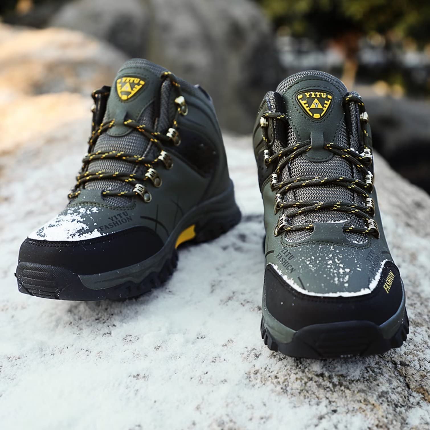 HARMOX Men's Women's Hiking Boot Anti-Slip Hiking Boots Men Waterproof Insulated Green