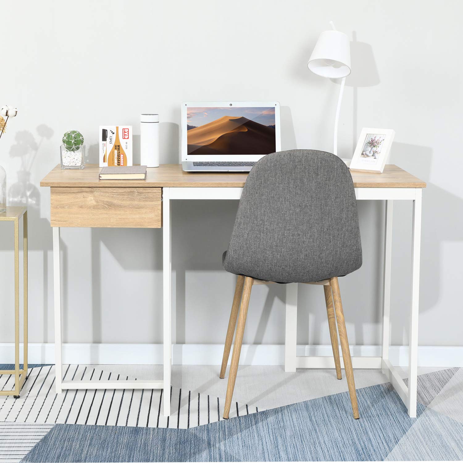 GreenForest Computer Desk with Storage Drawer 47 inch Office Writing Desk for Home, Modern Simple Study Desk PC Laptop Workstation, Oak