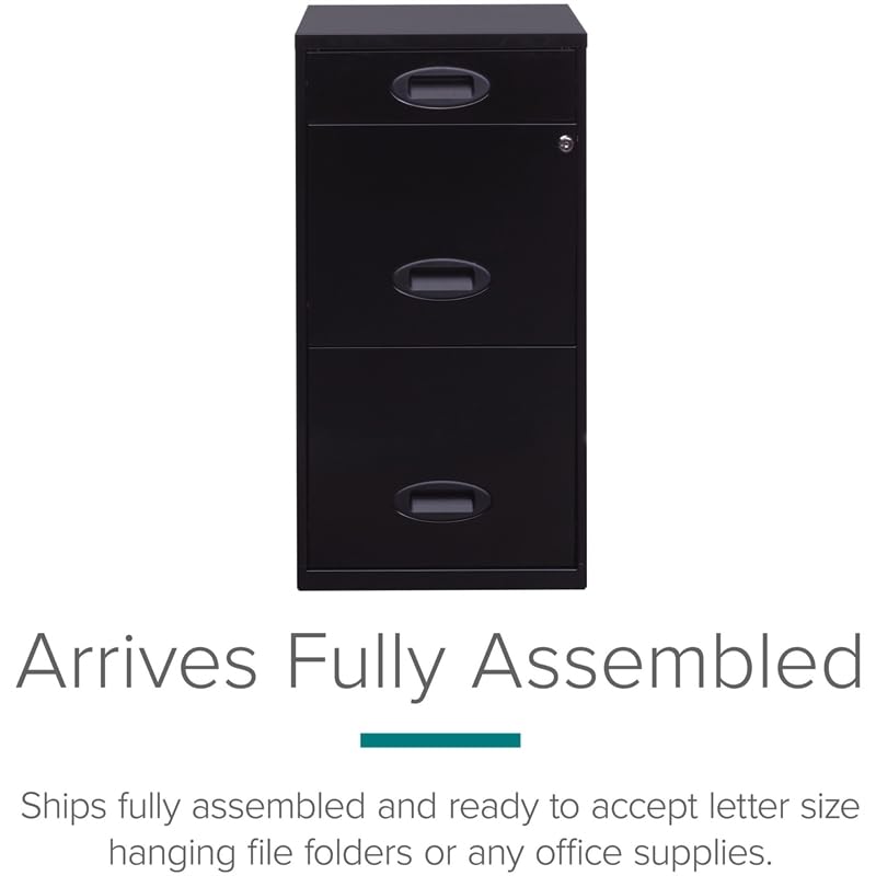 Hirsh Industries Space Solutions 3 Drawer Metal File Cabinet with Pencil Drawer Black