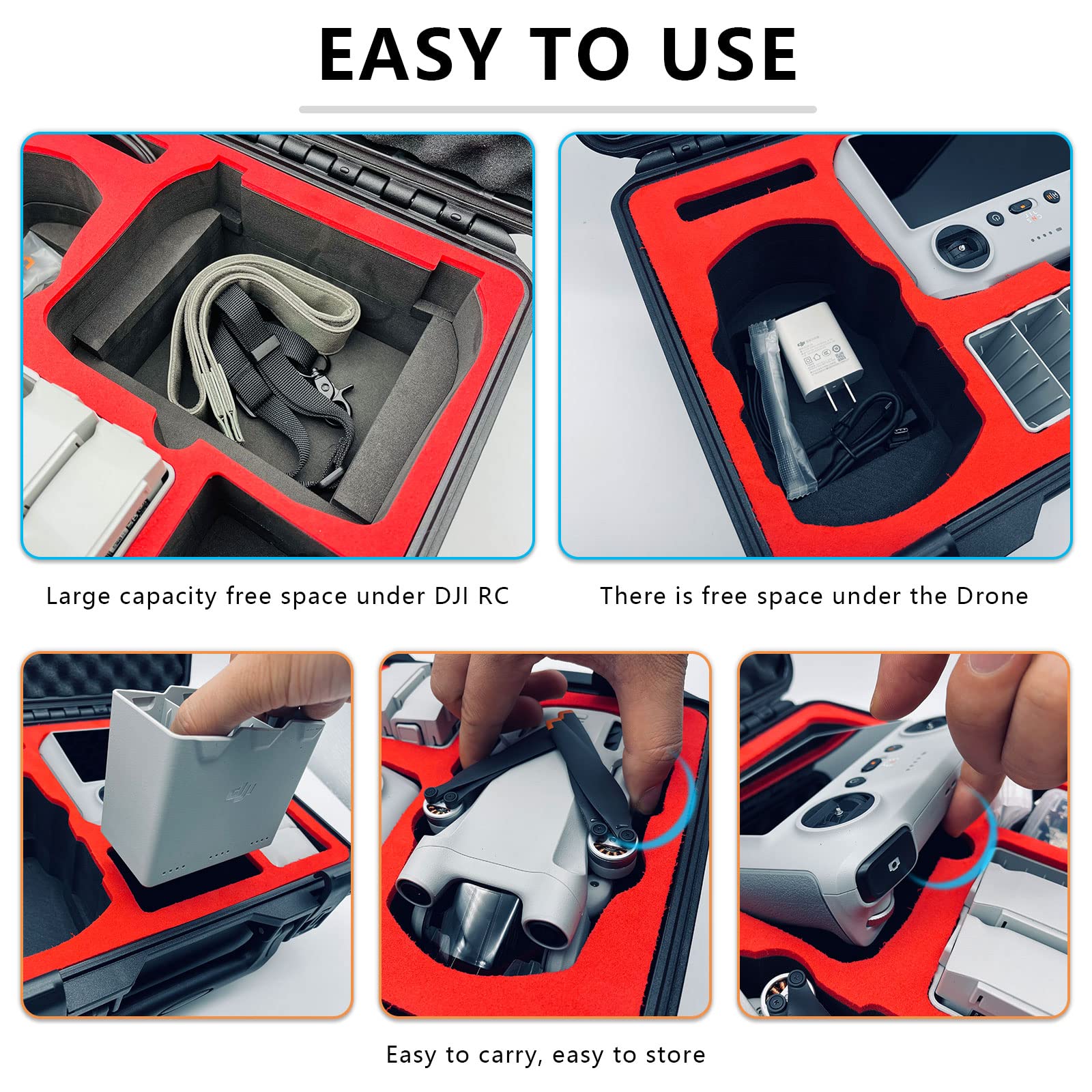 Judunmsk Hard Case for DJI Mini 3 Pro, Compact Portable Carrying Case for Mavic Mini 3 Pro, DJI Mini 3 Pro Large Capacity Case, Professional DJI Mini 3 Pro Accessories (RC)