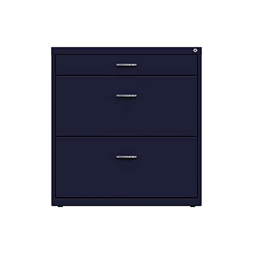 Hirsh Industries Space Solutions 30" W Metal 3 Drawer Home Office File Cabinet Navy