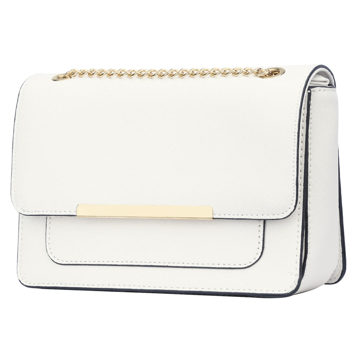KKXIU Triple Compartment Crossbody Bags for Women Designer Shoulder Purses with Chain Strap (a-white)