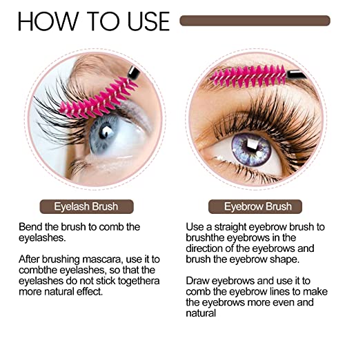 GreenLife 100 pcs Multicolor Disposable Eyelash Brush Eyebrow Brush Mascara Wands Applicator Makeup Brush