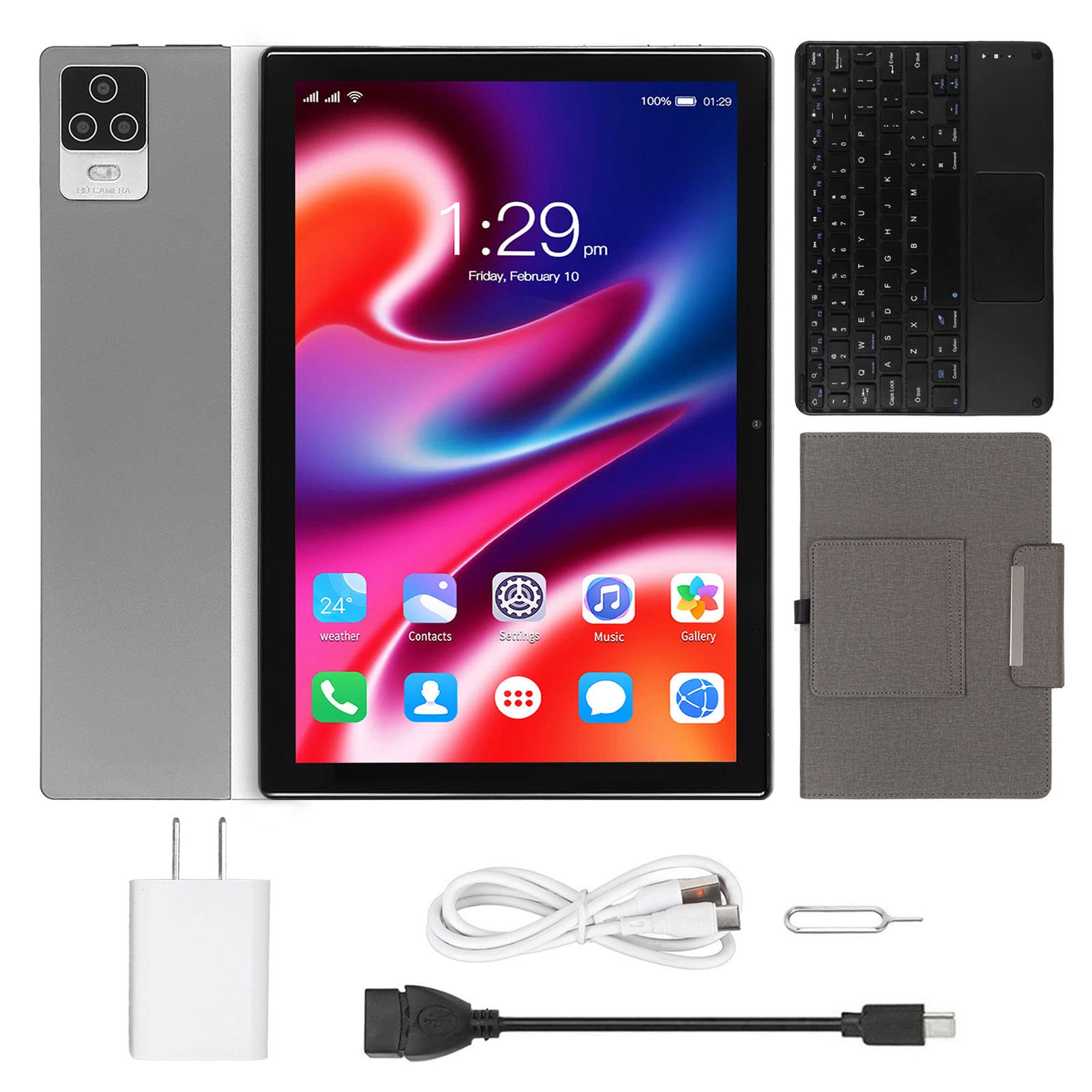 HEEPDD FHD Tablet, Tablet PC 2 in 1 4G Call with Keyboard, 12 (US Plug)