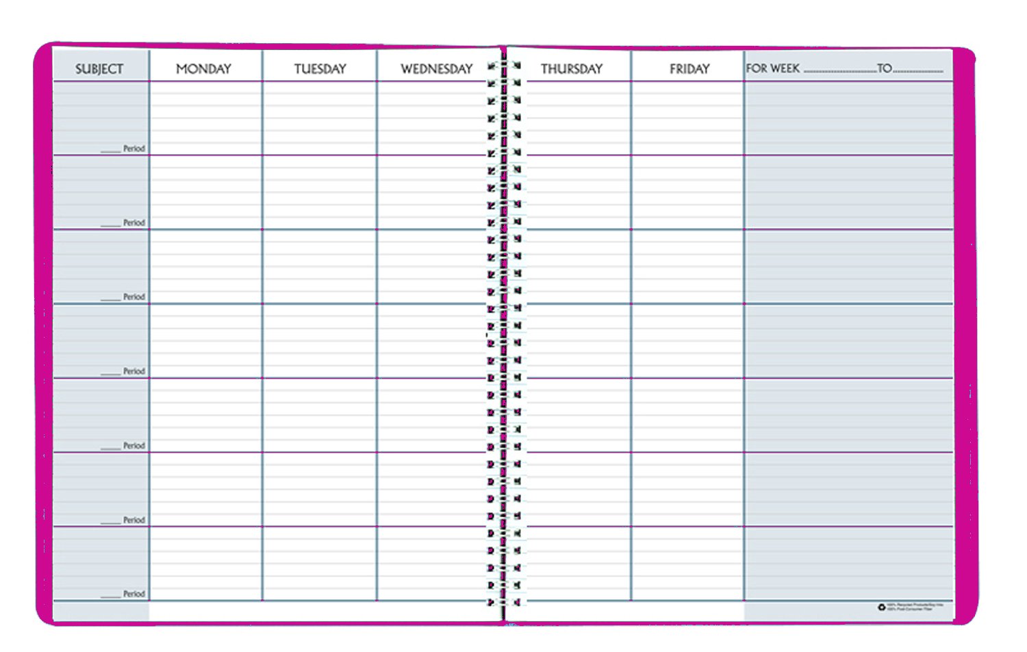 House of Doolittle Teachers Planner, Pink Leatherette Cover, 45 Weeks, 7 Periods, Seating Chart, Records, 8.5 x 11 Inch (HOD50905)