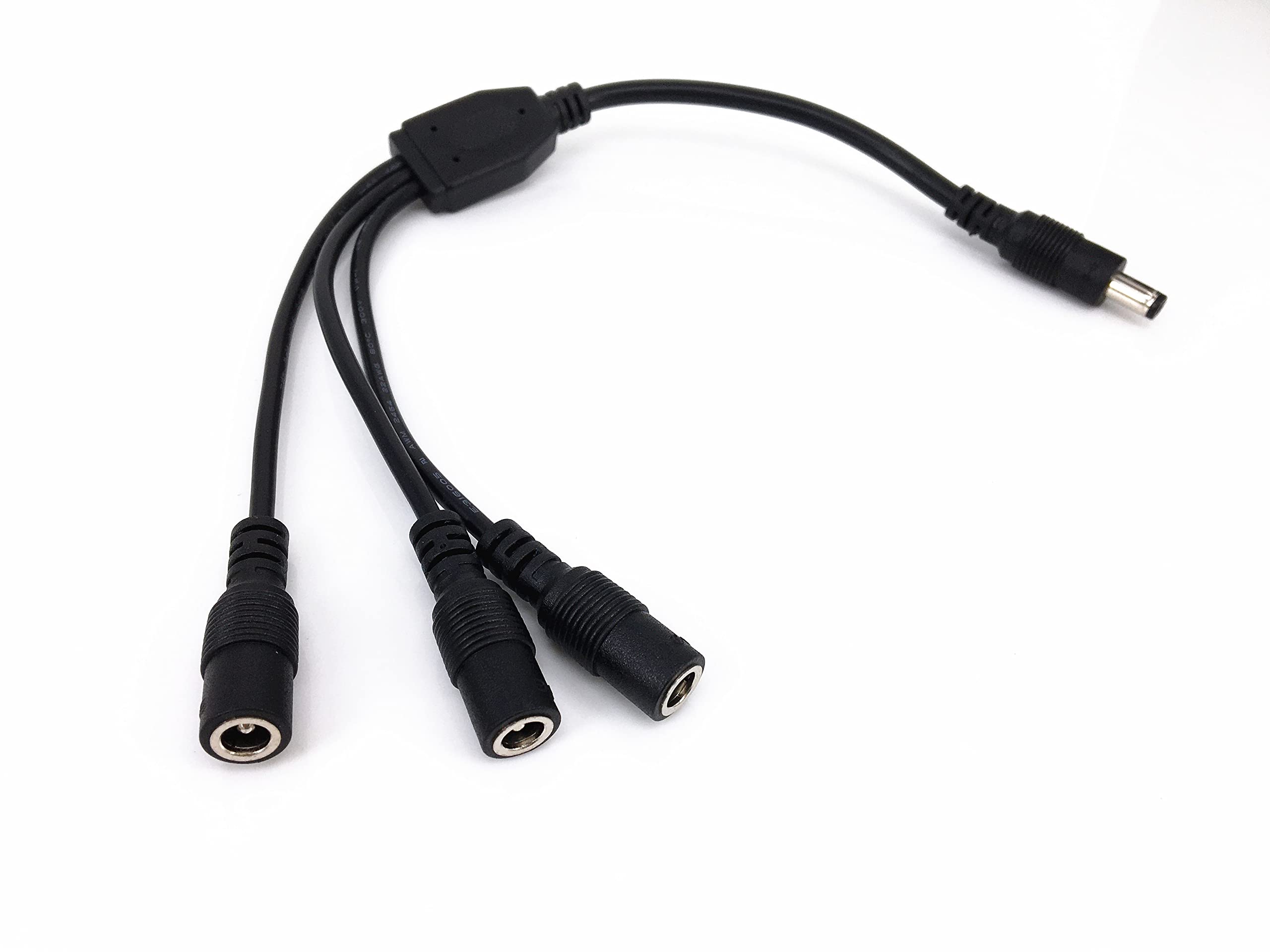 HUALAND 2 Pack Black 1 Male to 3 Female 5.5x2.1 Splitter CCTV DC Power Supply Splitter Cable,DC Y Splitter Cable