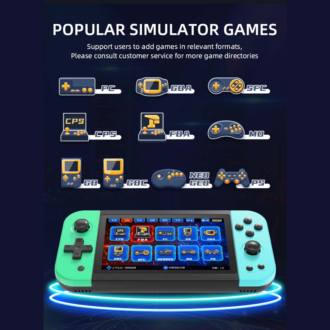 KKXX Powkiddy X51 Retro Handheld Game Console for Kids and Adults, 5-Inch IPS Screen Console Built-in 5700+ Games Supports Stereo Earphone