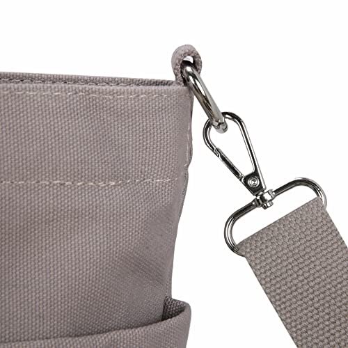 Iswee Tote Bags for Women Canvas Crossbody Bag with Pockets Zipper Top Handle Handbag Ladies Shoulder Work Bag(Grey)