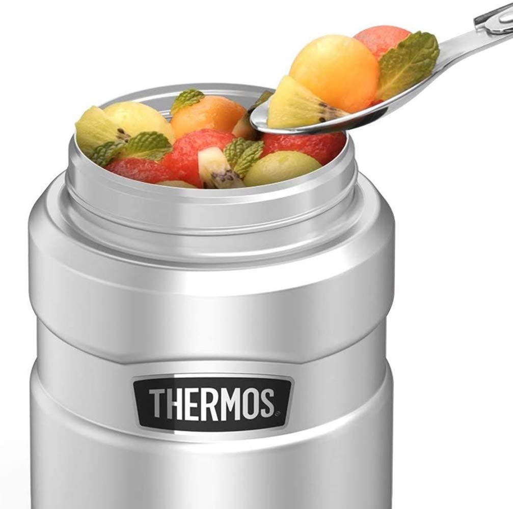 Jurassic Park Camo Logo THERMOS STAINLESS KING Stainless Steel Food Jar with Folding Spoon, Vacuum insulated & Double Wall, 16oz