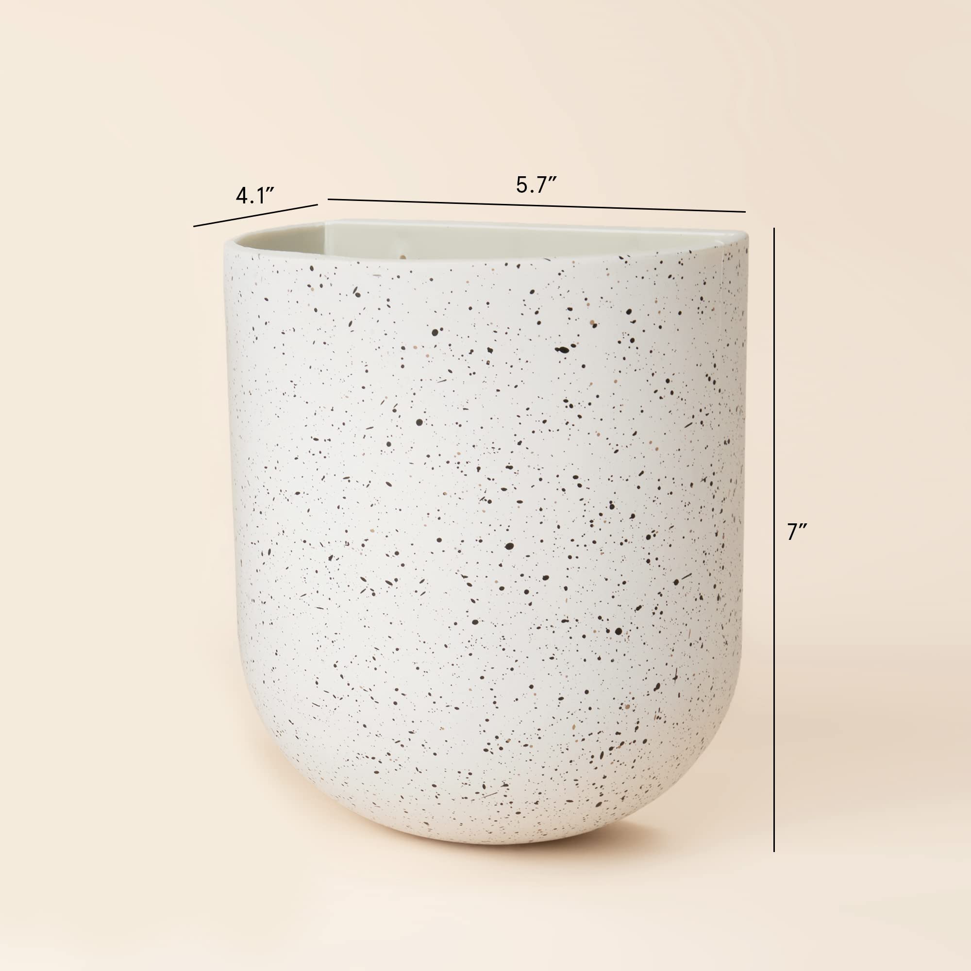 LA JOLIE MUSE Wall Hanging Planters for Indoor Plants,Hanging Flower Pots for Air Plants Succulent, Set of 2, 6 Inch, Speckled White
