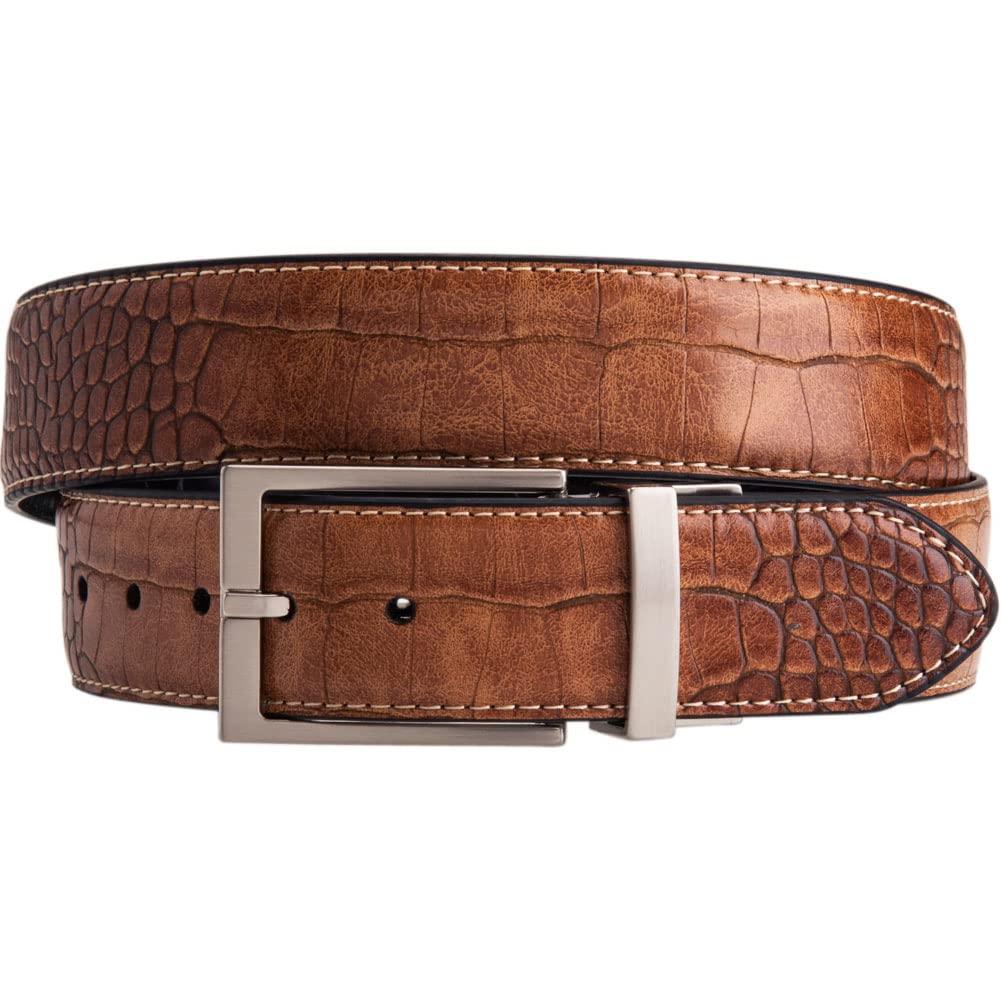 Greg Norman Men's Reversible Croco Print Leather Golf Belt Tan/Black 36
