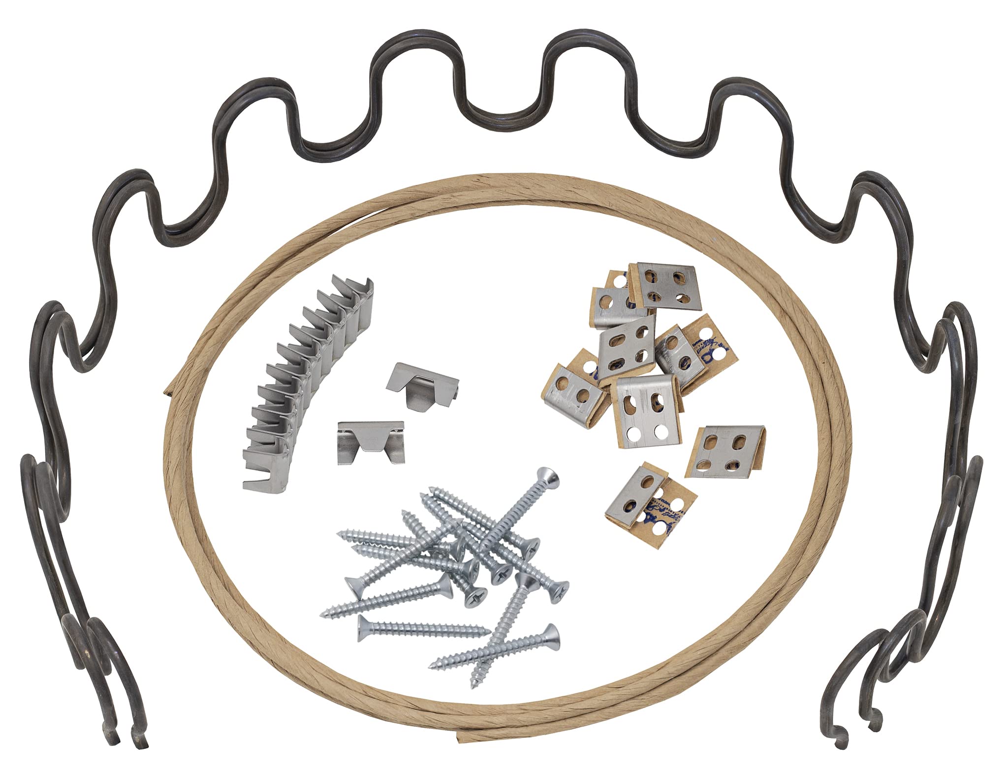 House2Home 18" Couch Spring Repair Kit to Fix Sofa Support for Sagging Cushions - Includes 2pk of Springs, Upholstery Spring Clips, Seat Spring Stay Wire, Screws, and Installation Instructions
