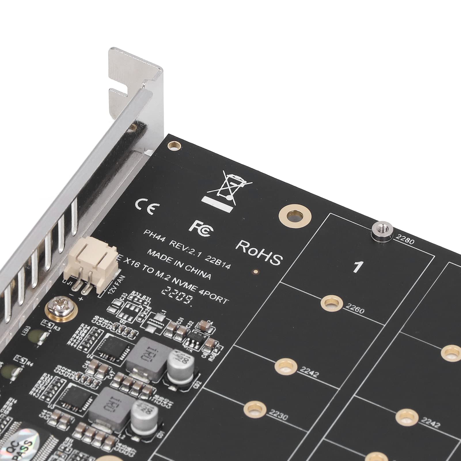 M.2 NVME SSD to PCIE X16 Adapter, 4x32Gbps M.2 NVME (m Key) SSD to PCIe 3.0 x 4 Port Host Controller Expansion Card with Individual LED Indicator