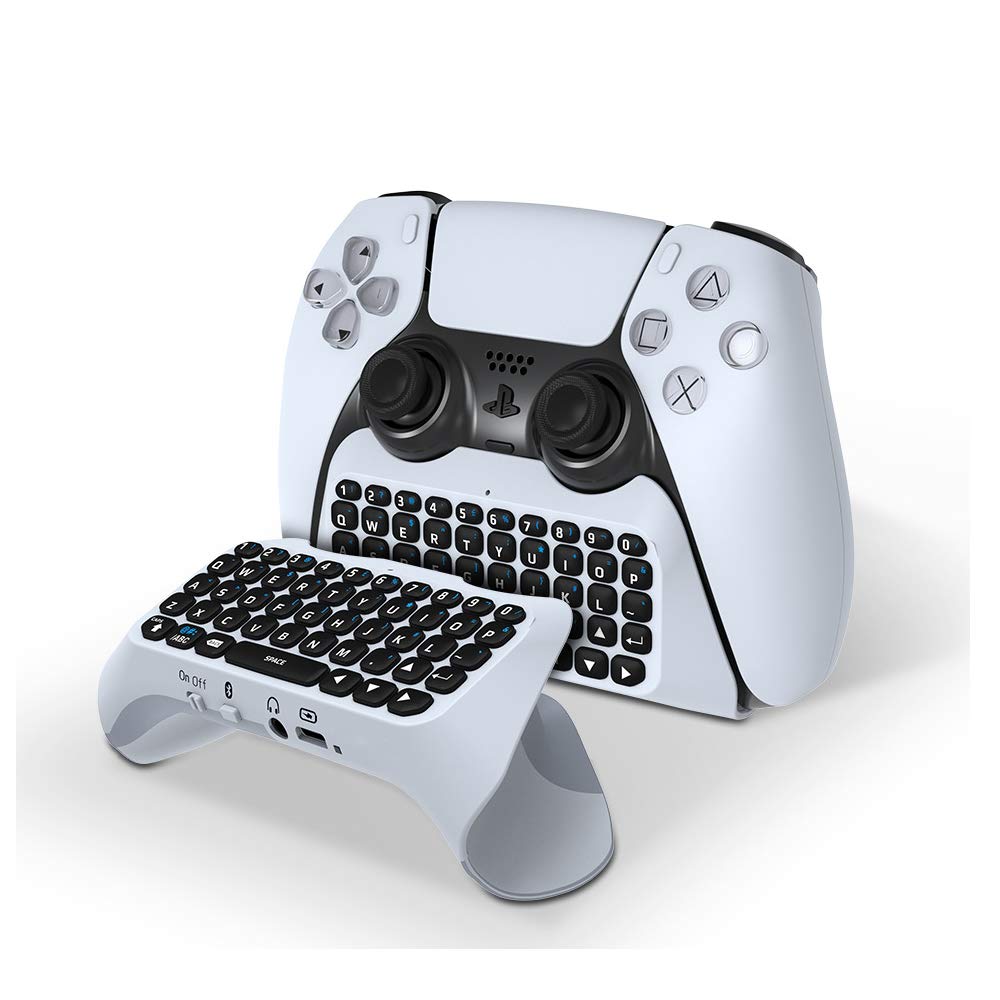 GOTRUTH Controller Keyboard for PS5, Gamers Digital Mini Bluetooth Keyboard Chatpad for Playstation 5 for DualSense Controller, Used to Chat with Playes in Games (White)