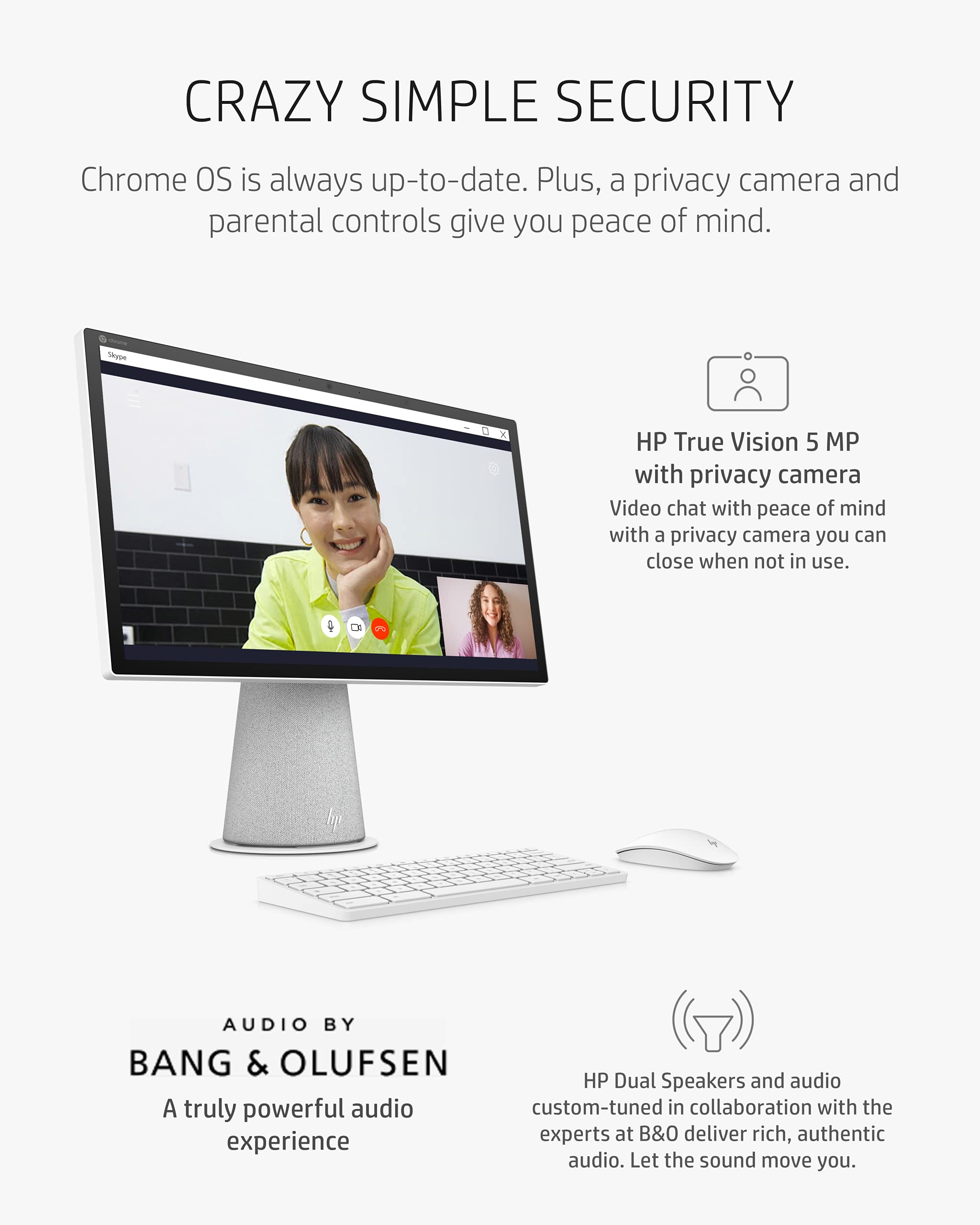 HP Chromebase 21.5" All-in-One Desktop, Intel Pentium Gold 6405U Processor, 4 GB RAM, 64 GB Storage, Rotating Full HD IPS Touchscreen, Chrome OS, Bluetooth Keyboard and Mouse Combo (22-aa0012, 2021)