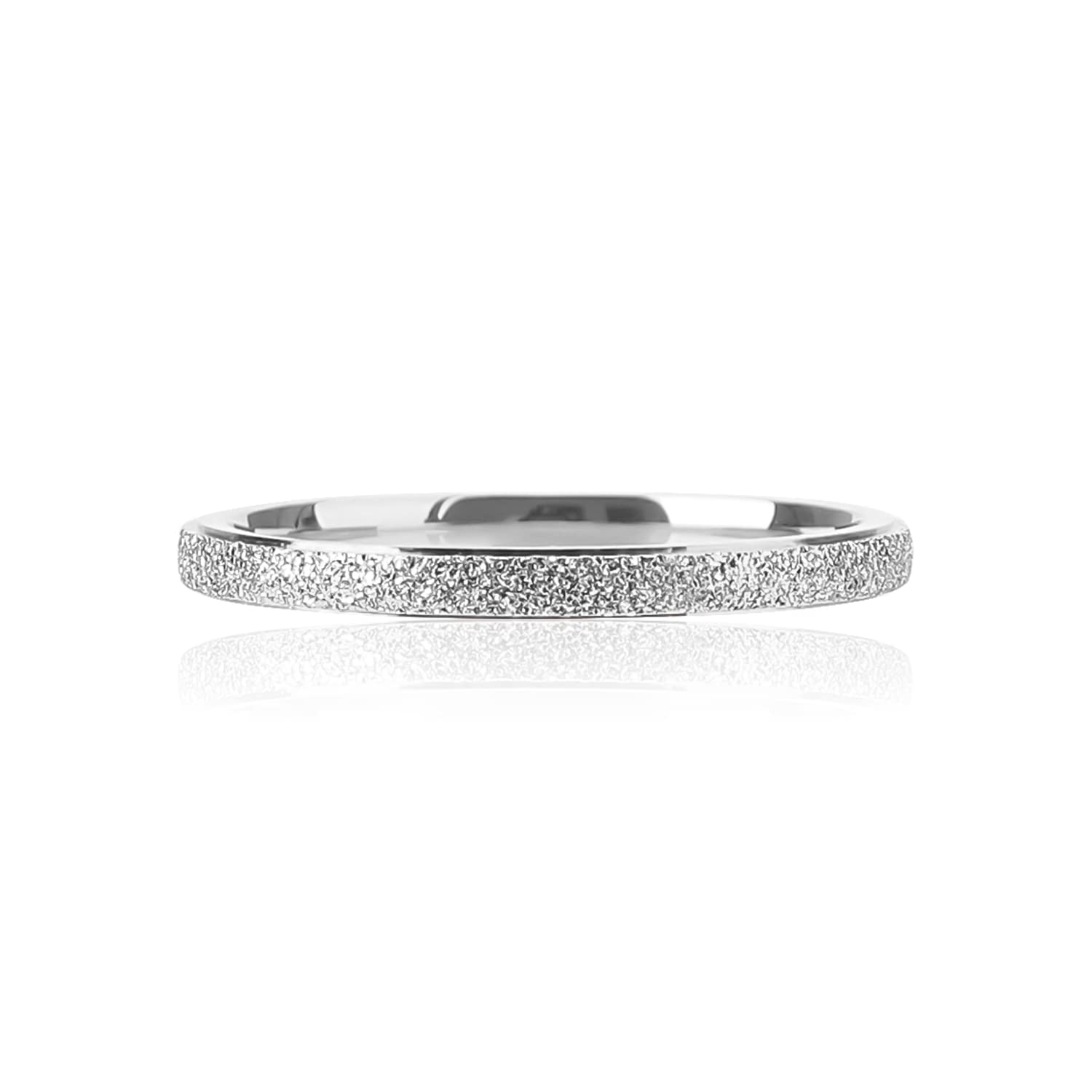 HX SHARE Gold Rings for Women Frosted Stainless Steel Women's Statement Rings 2mm Women's Stacking Rings Size 6 to 9(Not Turnable)