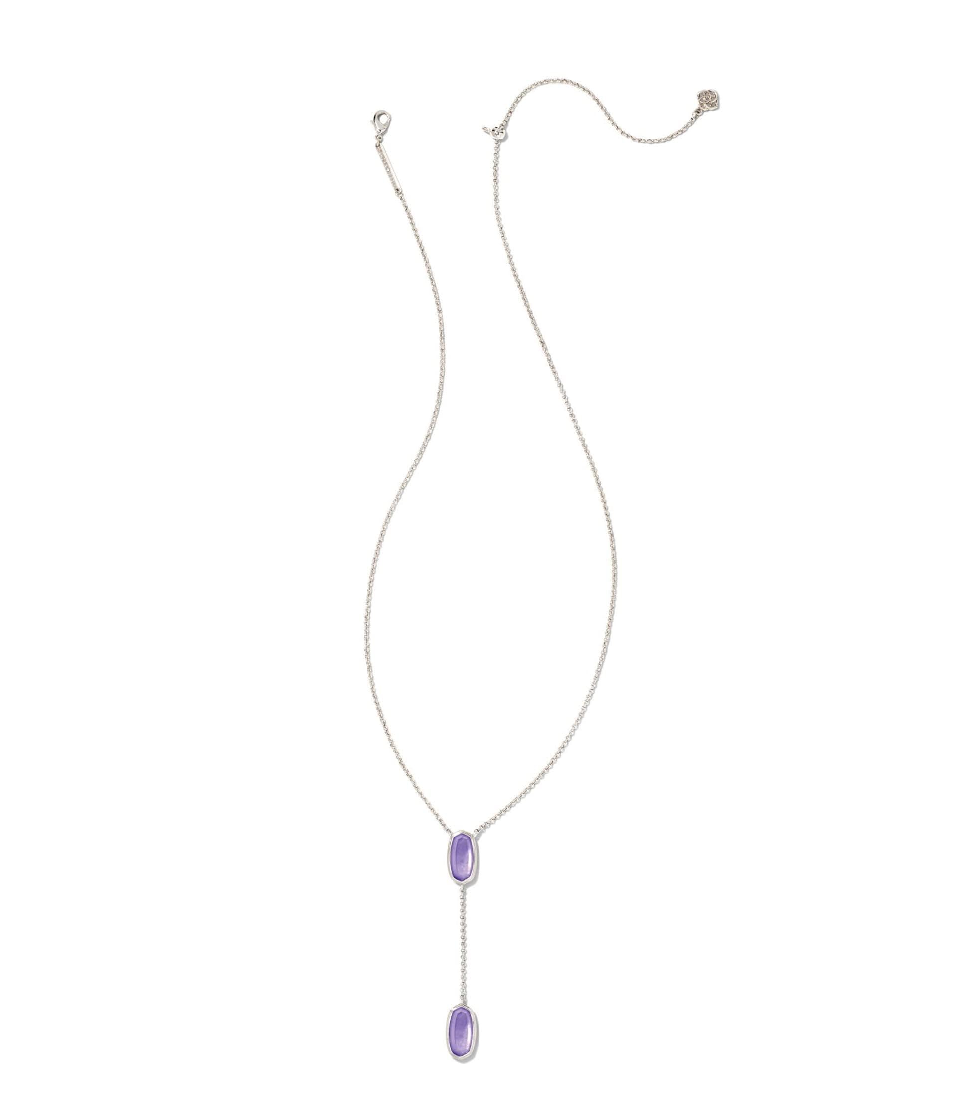Kendra Scott Framed Elisa Y-Necklace Silver Lavender Opalite Illusion One Size