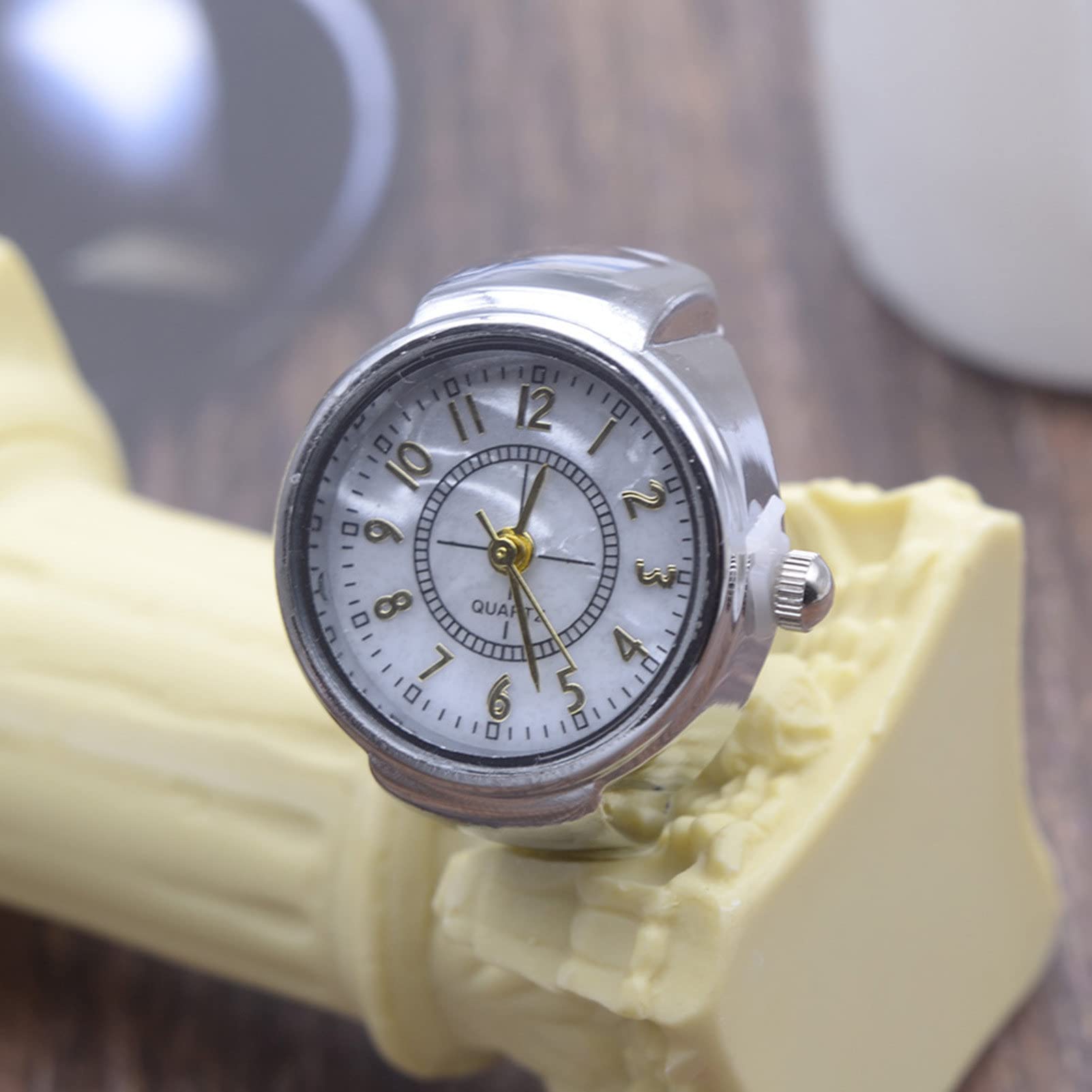 Ligirlsexy Watch Ring Decorative Clear Dial Jewelry Clock Quartz Analog Finger Ring Watch for Adult - Silver 2