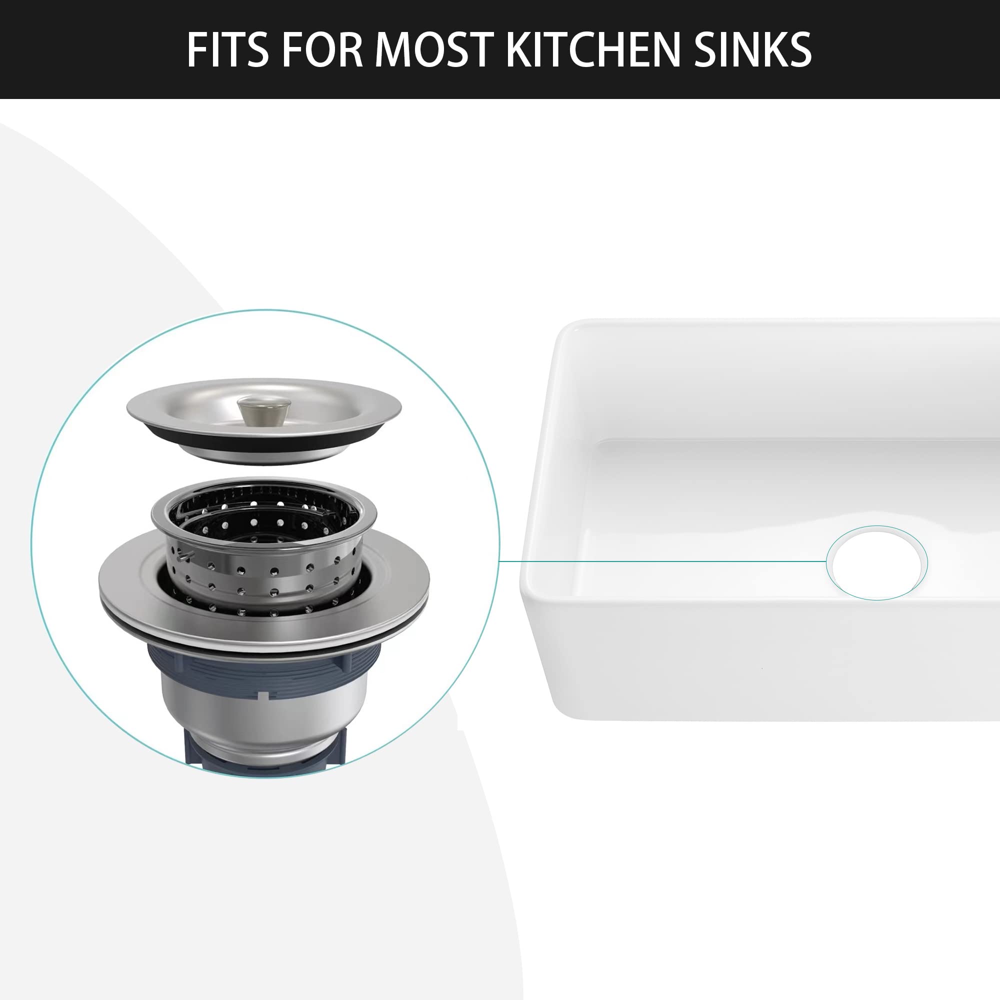 LYNNADO Sink Strainer Kitchen Sink Drain Assembly Kit 3-1/2 Inch with Kitchen Sink Drain Basket,304 Stainless Steel Sink Stopper & Cover Lid,Stainless Steel Brushed