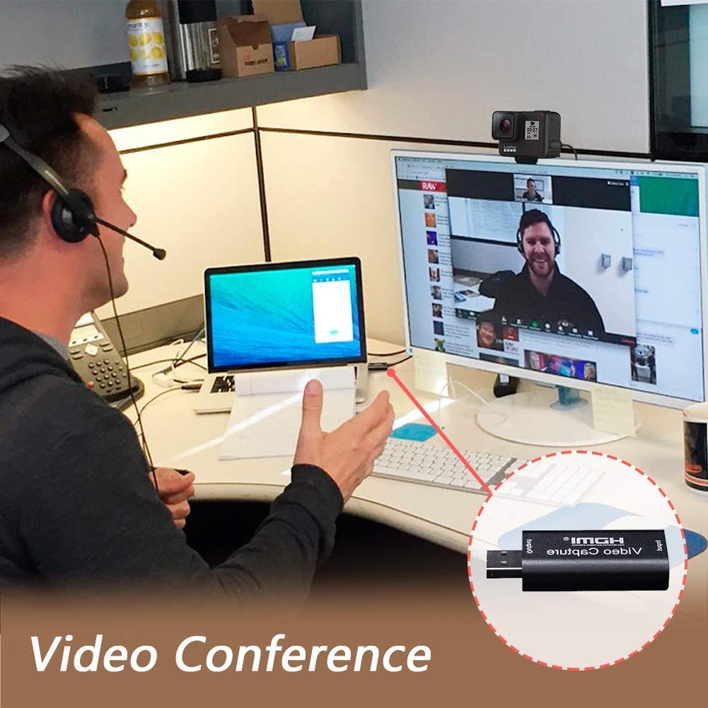 HDMI USB 2.0 Full HD 1080P Video Audio Capture Card - Record Directly to Computer for Gaming, Streaming, Teaching, Video Conference or Live Broadcasting