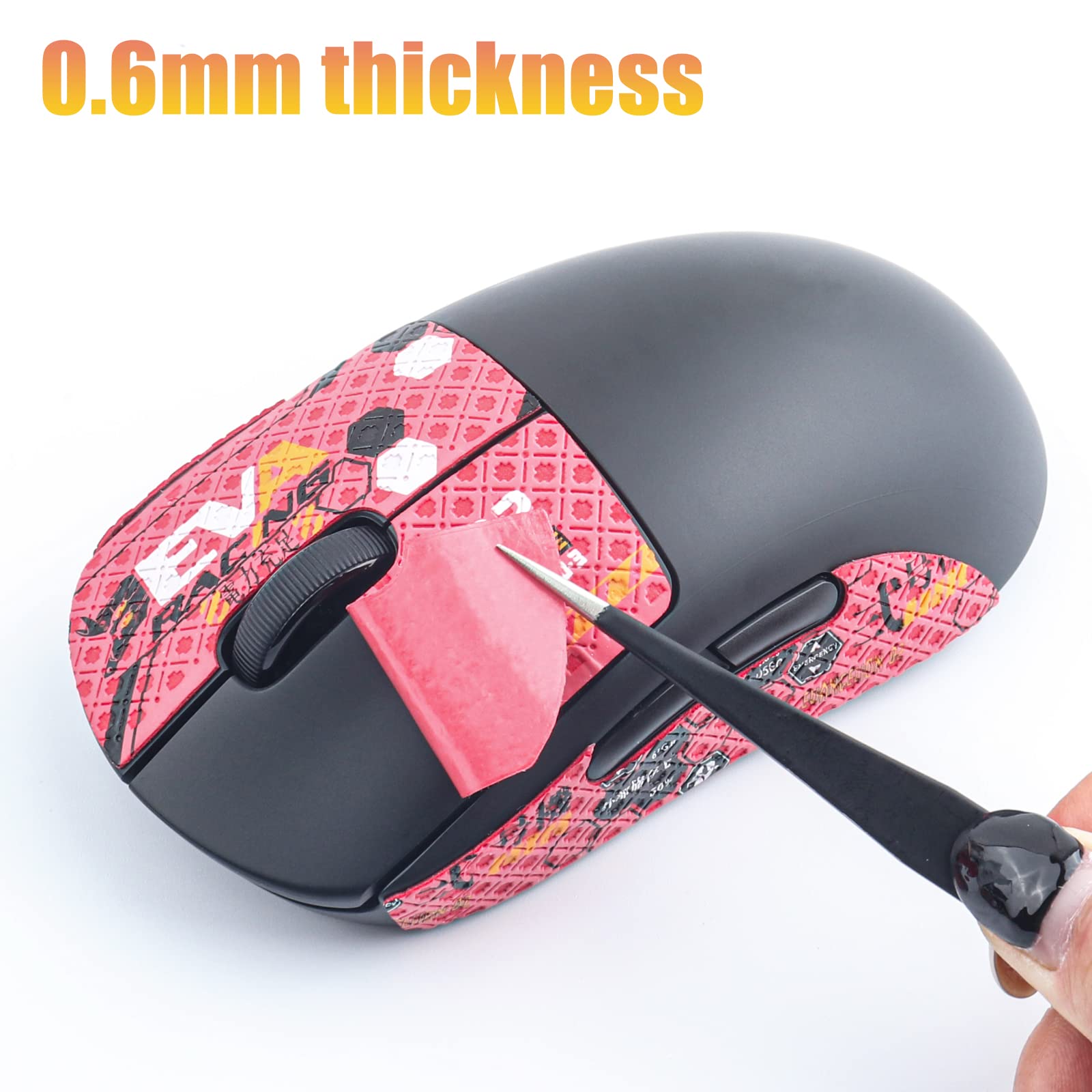 JOMKIZ Gaming Mouse Grip Tape Sweat Resistant Side Stickers Anti-Slip for Logitech-G Pro X Wireless Moisture Self-Adhesive Design Professional Mice Upgrade Kit