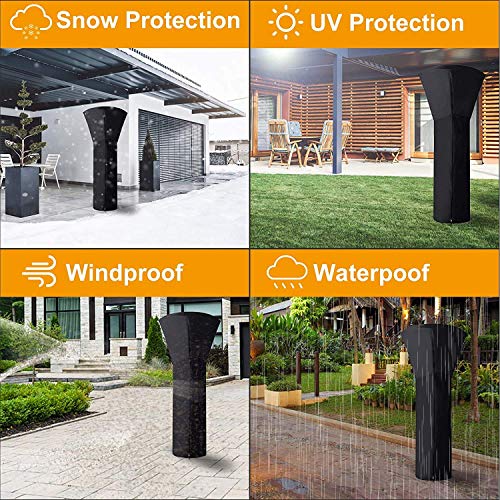 LEMI Patio Heater Covers Waterproof with Zipper and Adjustable Strap, Propane Heater Cover Gas Heater Cover, 34x 19x 89 Inch Fits Most Round Standup Patio Heaters, Black