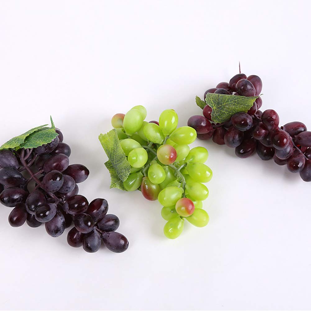Grey990 1 Bunch Artificial Plastic Fake Grape Lifelike Faux Fruit DIY Home Garden Decoration Prop Purple