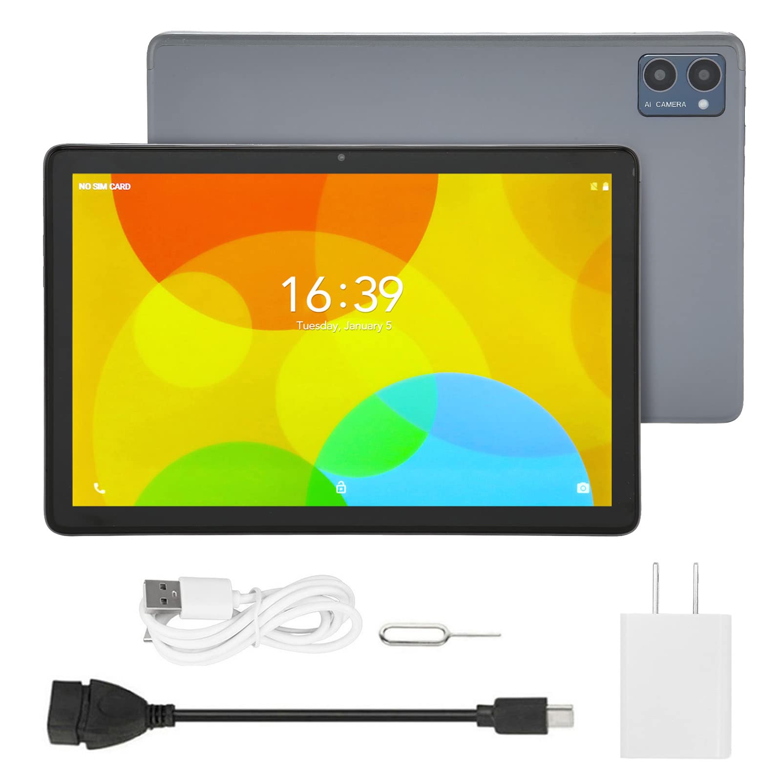 Honio 10.1 Inch Tablet, FM Radio Dual Speakers Octacore HD Tablet US Plug 100β240V 8GB RAM 128GB ROM for Learning (Grey)