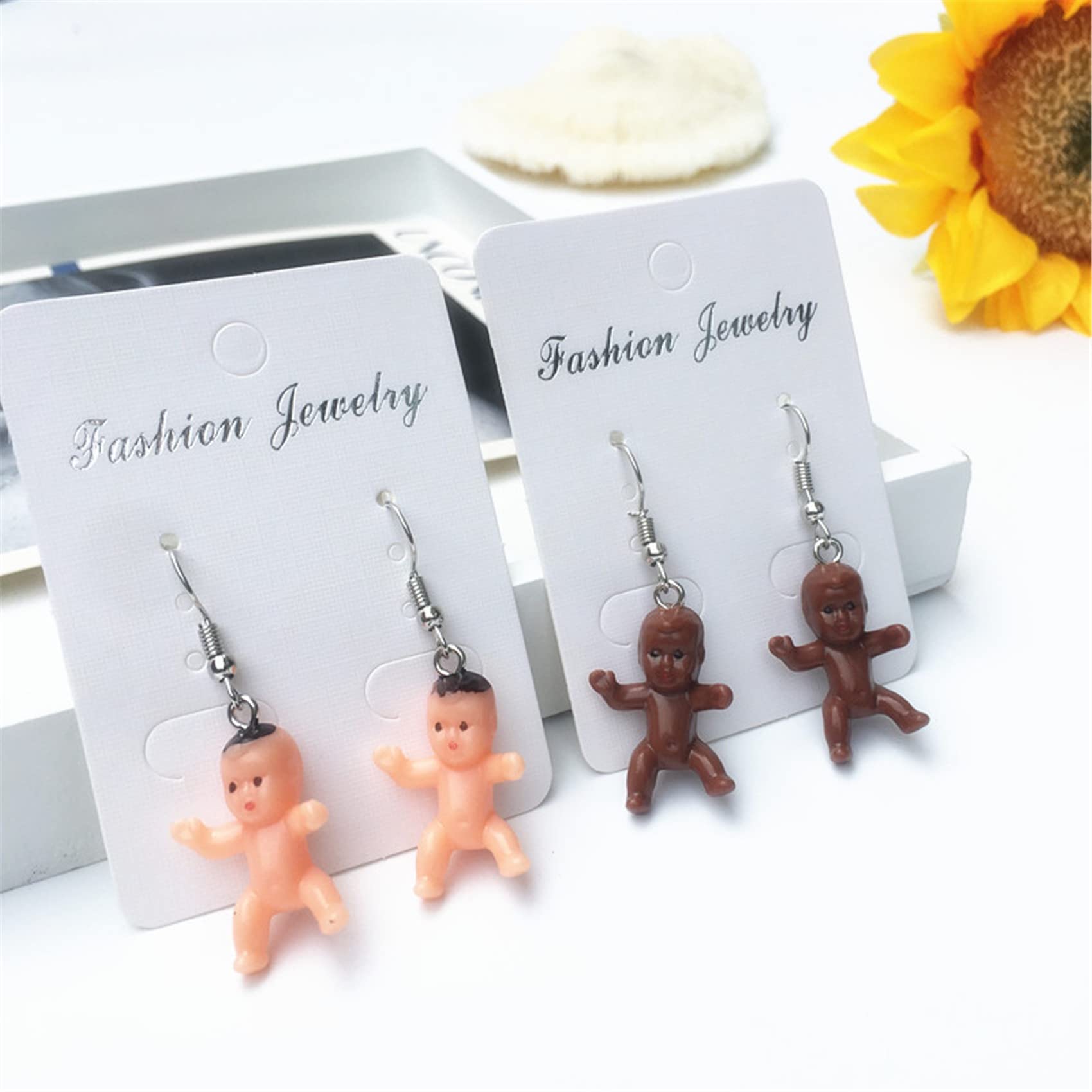 Iumer Women Ugly Doll Earrings Plastic Cartoons Mini Baby Dangle Drop Earrings Girl Punk Exaggerated Earring 1 pair