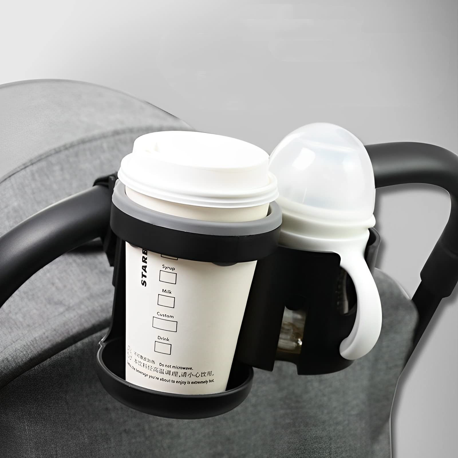MTRSUE New 2 in 1 Universal Stroller Cup Holder, Bike Cup Holder, 360 Degrees Rotation Cup Holder for Stroller, Bike, Wheelchair, Walker, Scooter