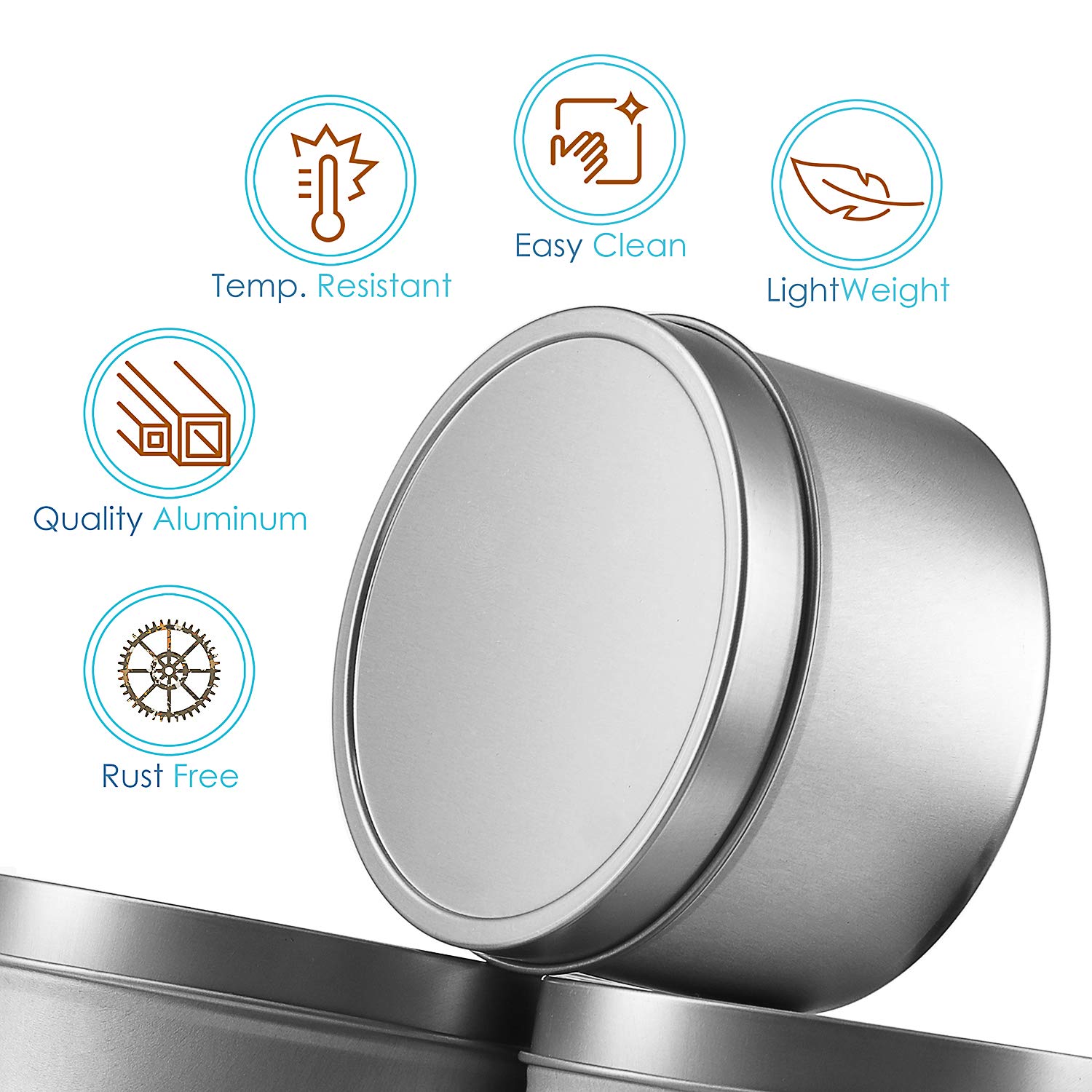 Hearth & Harbor Tin Candle Jars for Making Candles - DIY Candle Containers with Lids - Metal Candle Jars - Bulk Tins Storage for Candle - (24 Pieces) - (8 Ounces) - Stainless Steel