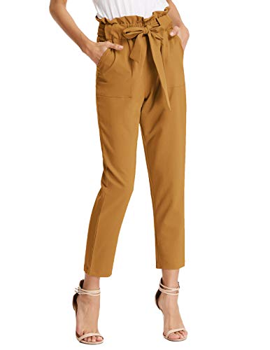 GRACE KARIN Dress Pants for Women Stretch Pull-on Pants Ease into Comfort Office Ponte Pants Yellow XL