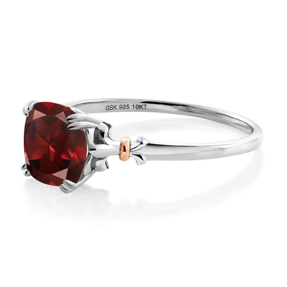 Gem Stone King 925 Sterling Silver & 10K Rose Gold 8MM Cushion Gemstone Birthstone Engagement Ring | Wedding Anniversary Promise Ring For Women | Size 5,6,7,8,9