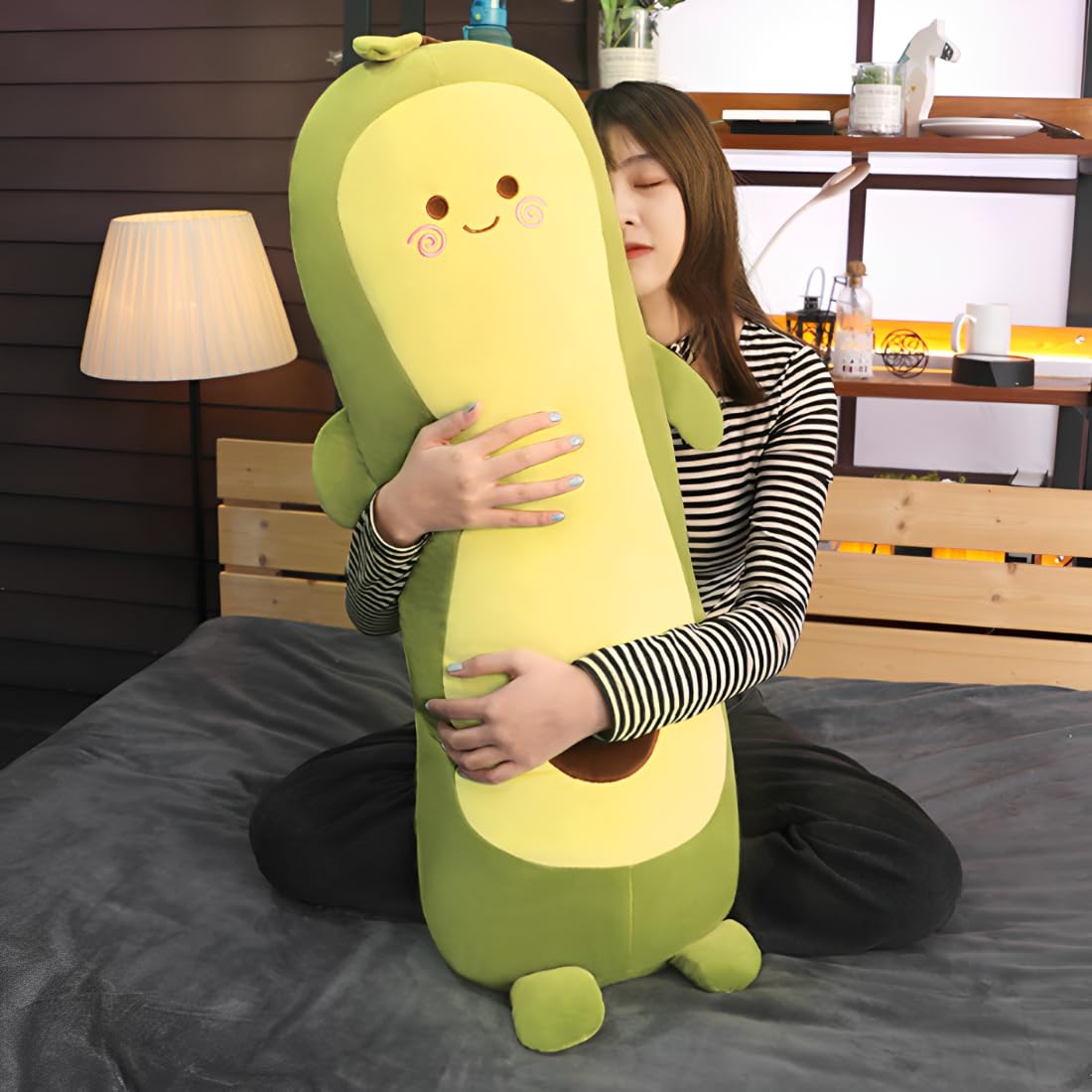 OPHRBU Cute Avocado Stuffed Plush Soft Hugging Pillow Toy,Plush Toy Doll Sleeping Pillow Doll Doll for Ideal Gift for Birthday, Valentine's Day, Christmas (27.5")