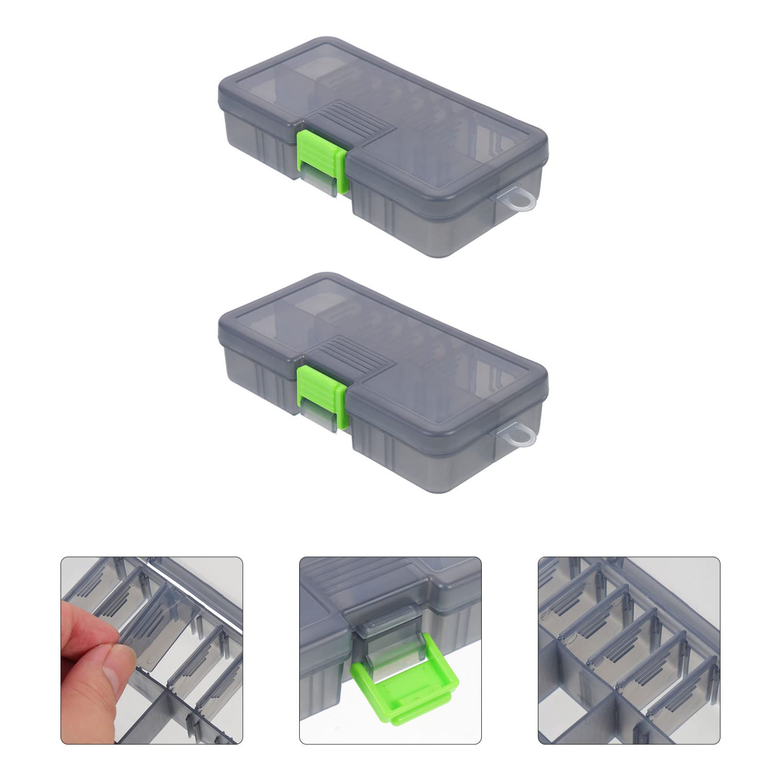 LIOOBO Tackle Storage Trays Clear Container Tackle Storage Box 2Pcs Double Sided Box Storage Tackles Box Portable Tools Organizer Small Tackle Box Divided Storage Organizer