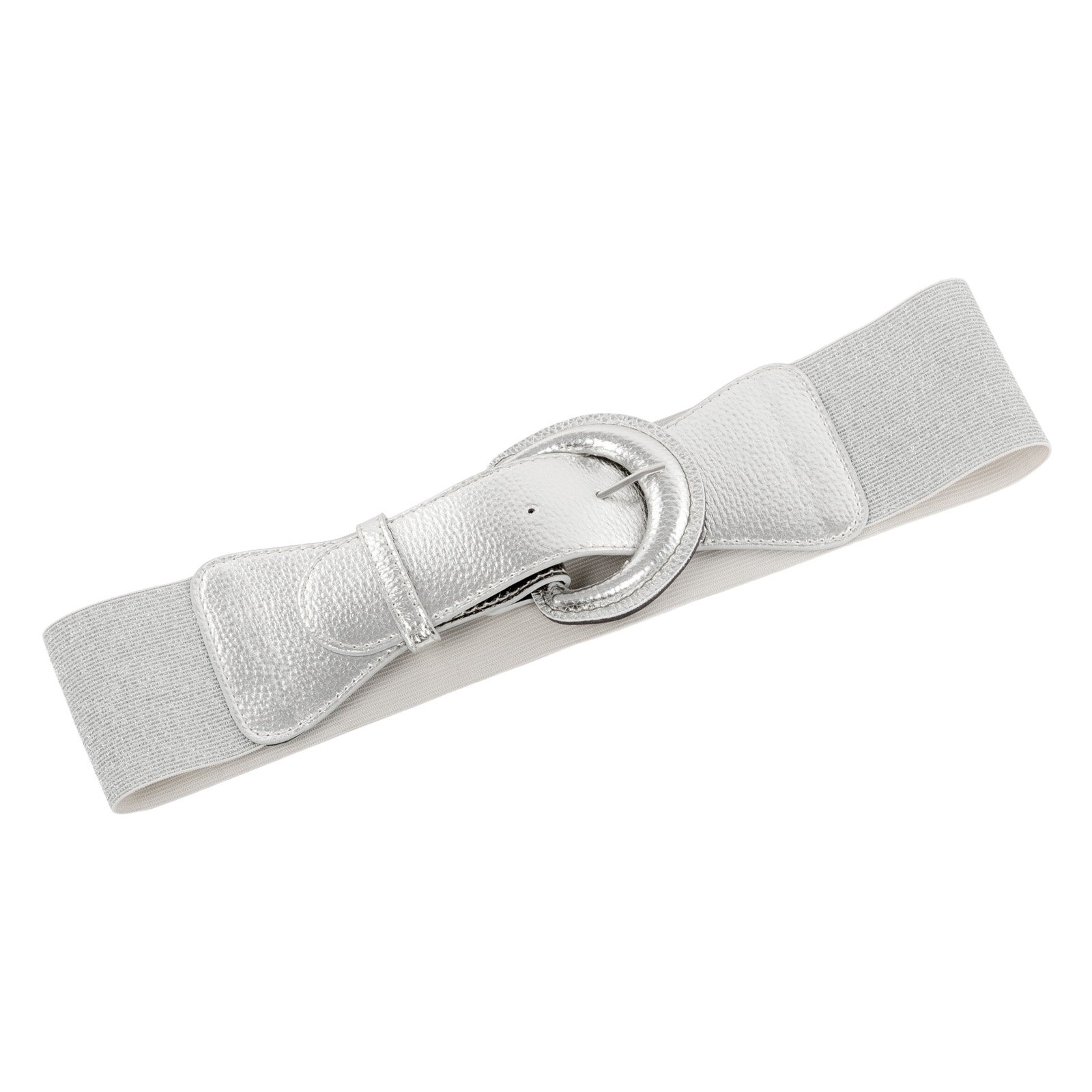 GRACE KARIN Vintage Wide Hook Elastic Waist Belt Waistband Plus Stretchy Cinch Belt(L,Silver)